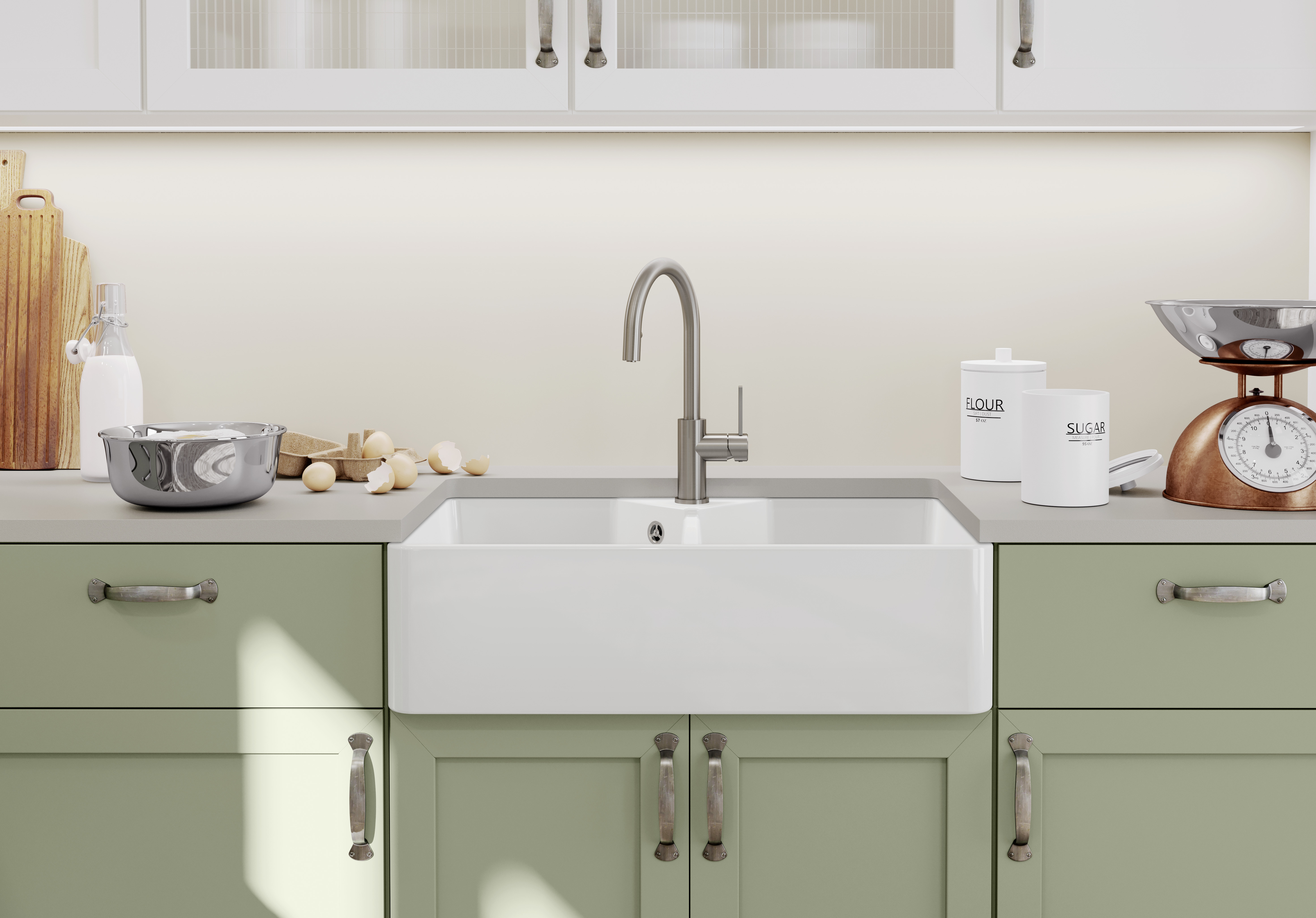 Blanco Panor 1 Bowl Crystal Gloss White Wall Mounted Belfast Ceramic ...